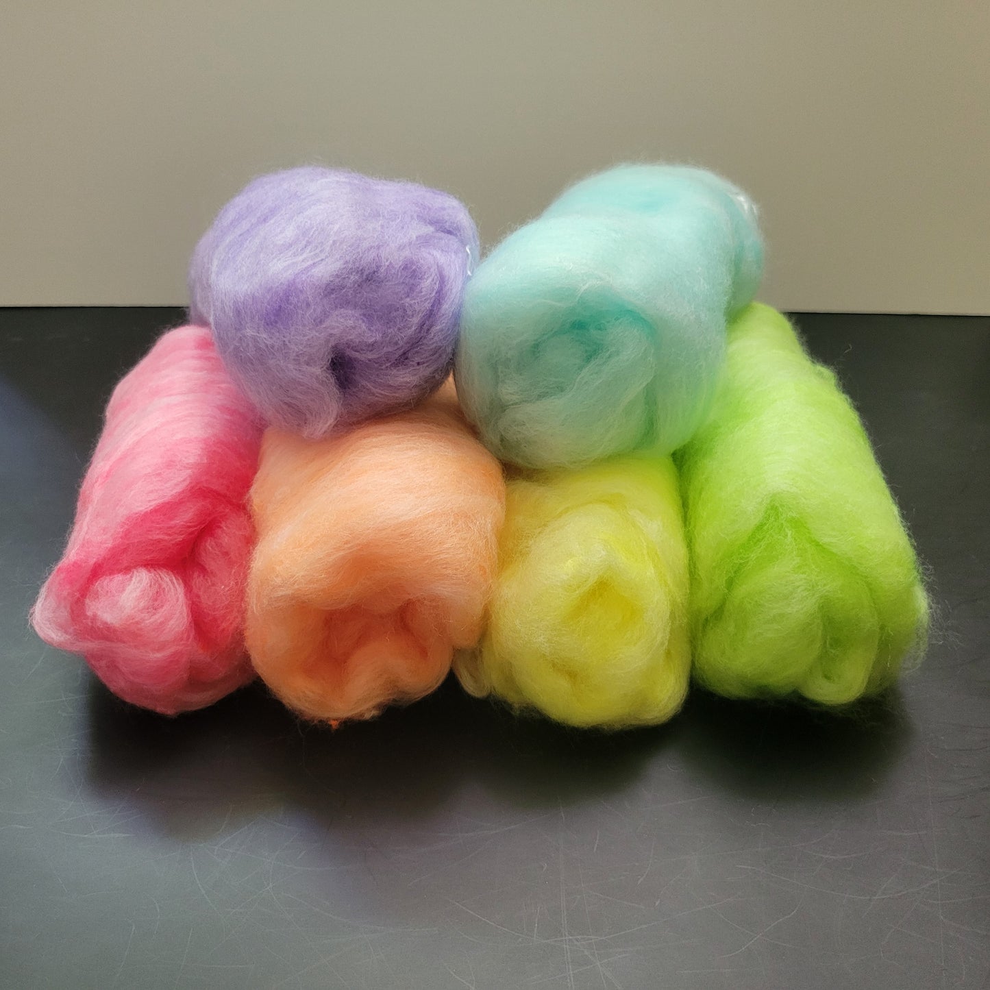 003 - Pastel Rainbow Fluffs – Marie Feathers Fiber Crafts